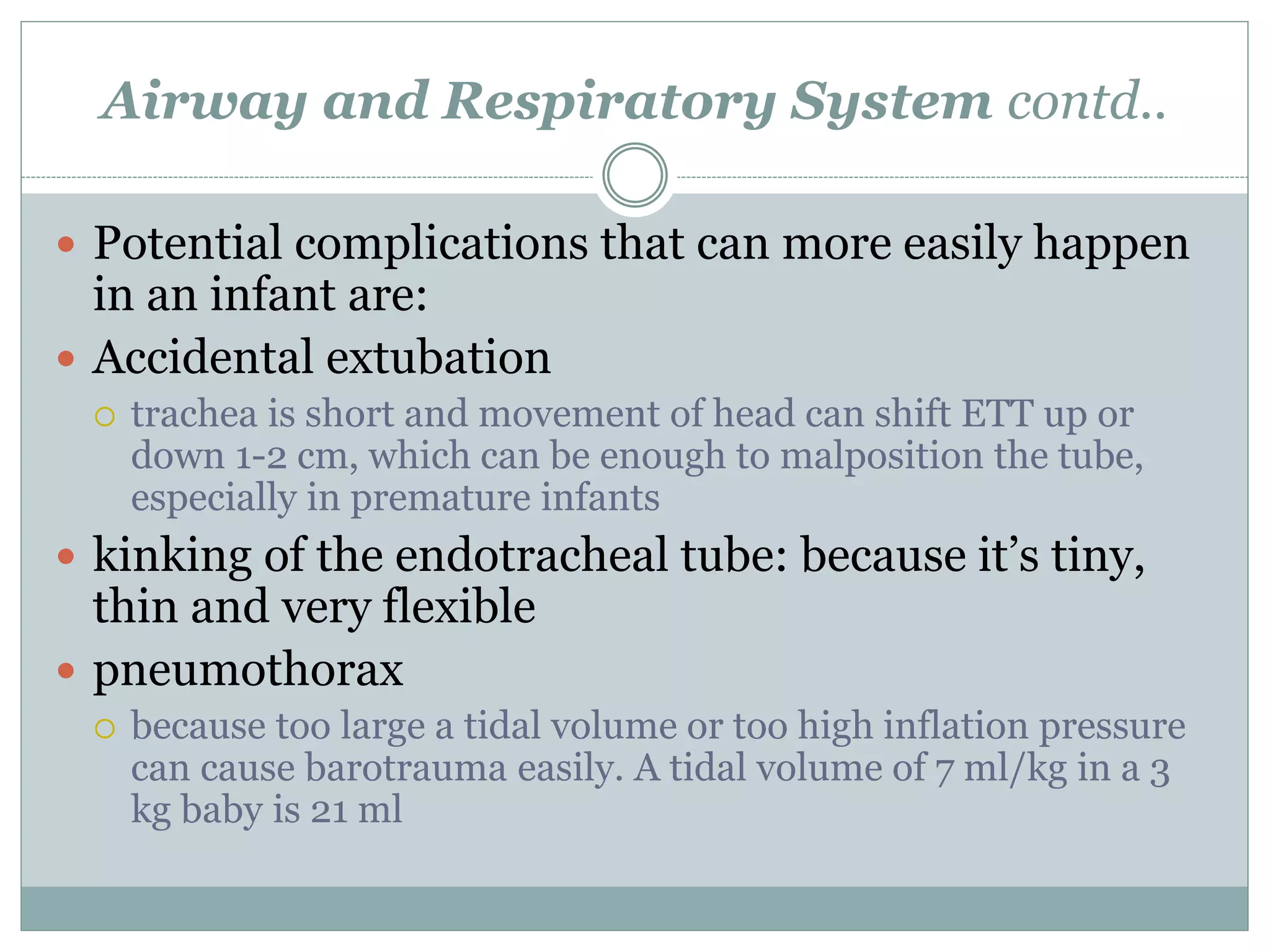 Anatomical and physiological differences between an adult and neonates ...