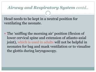 Anatomical and physiological differences between an adult and neonates ...