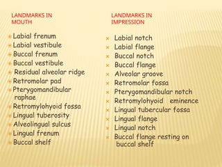 anatomicallandmarksmandible complete edentulous mouth | PPTX