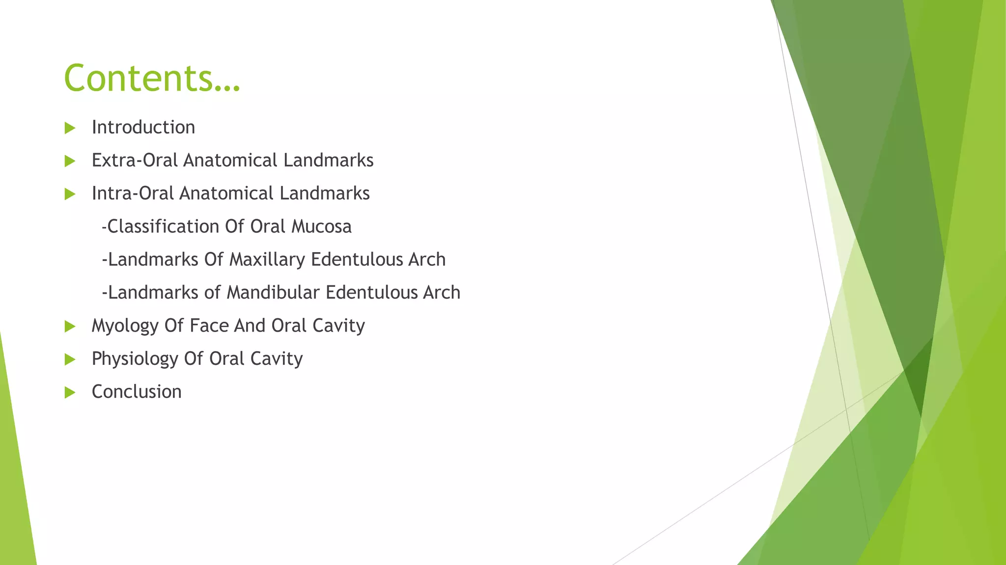 Anatomical landmarks for edentulous patients and facial landmarks | PPTX