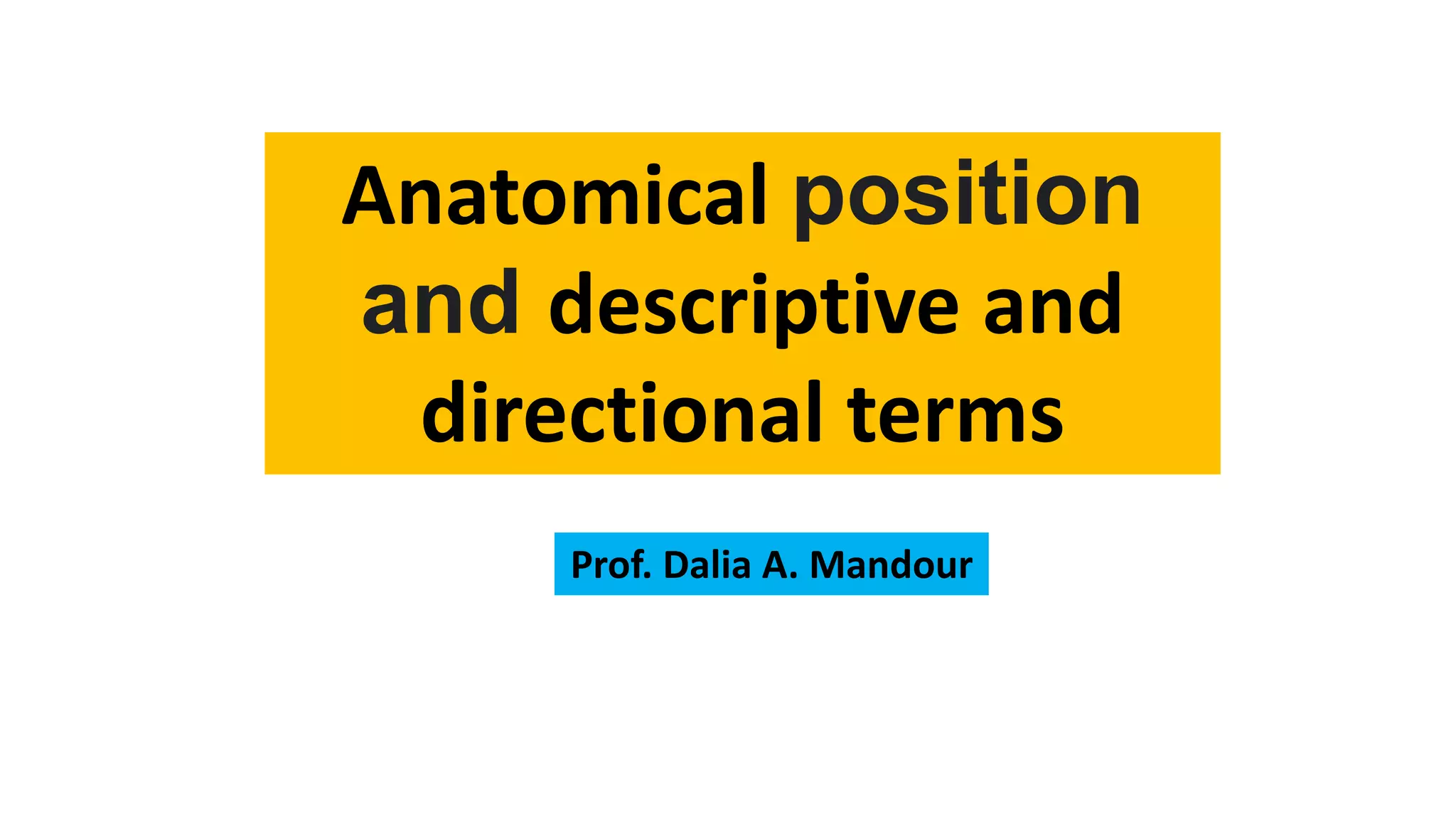 Anatomical position, descriptive and directional terms (Prof.Dalia A ...