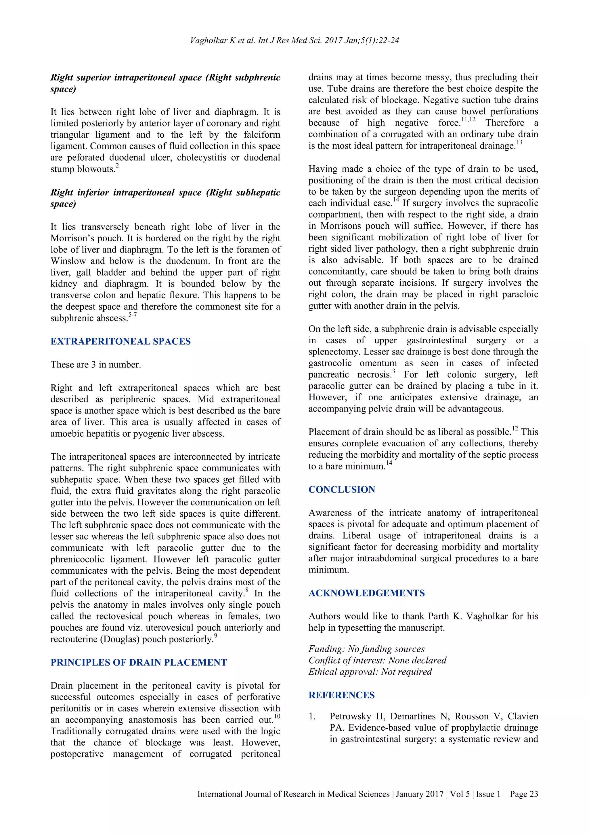 Anatomical principles of intraperitoneal drain placement | PDF