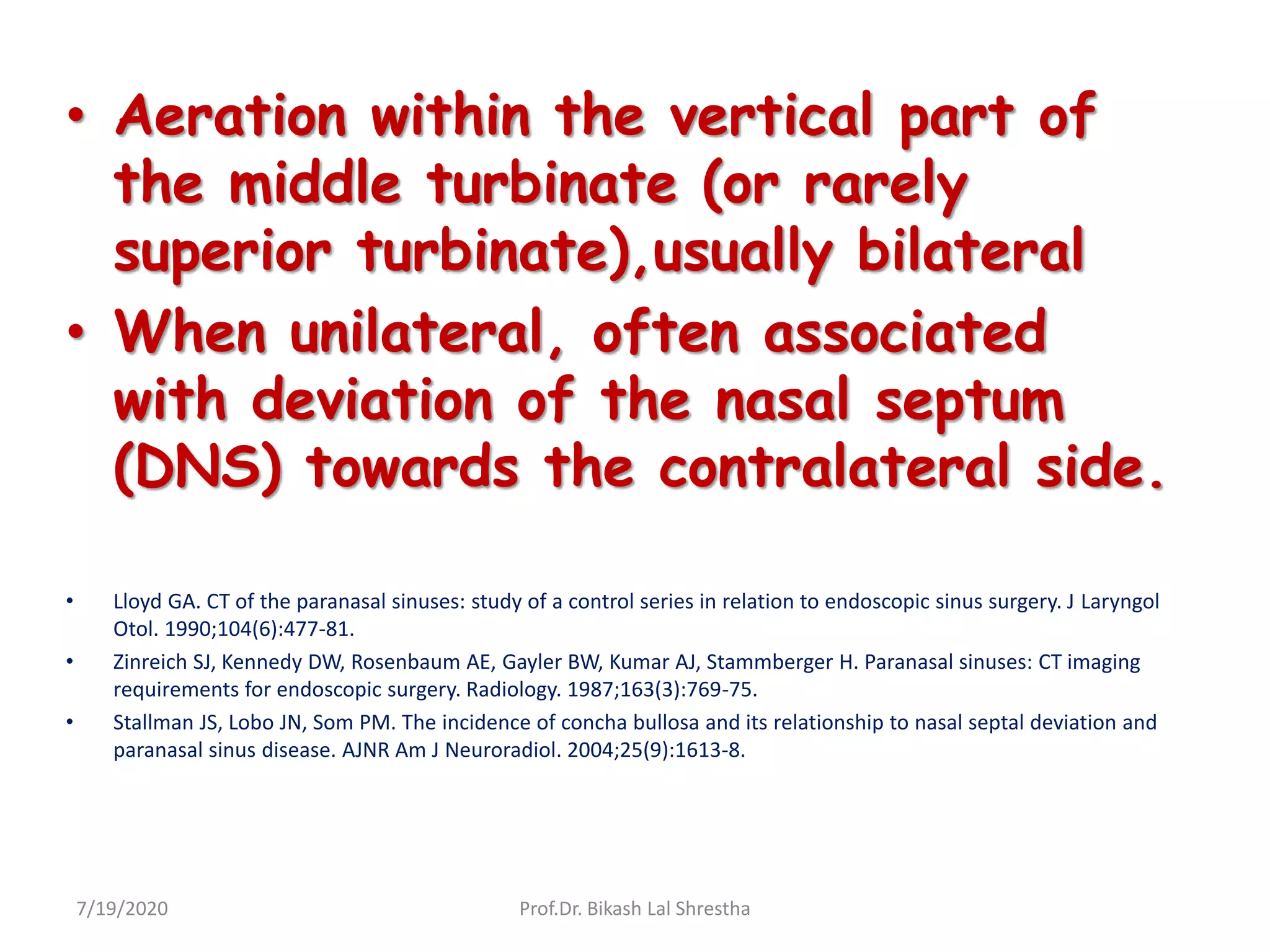 Anatomical variations in sinonasal region (ct scan overview) | PPTX