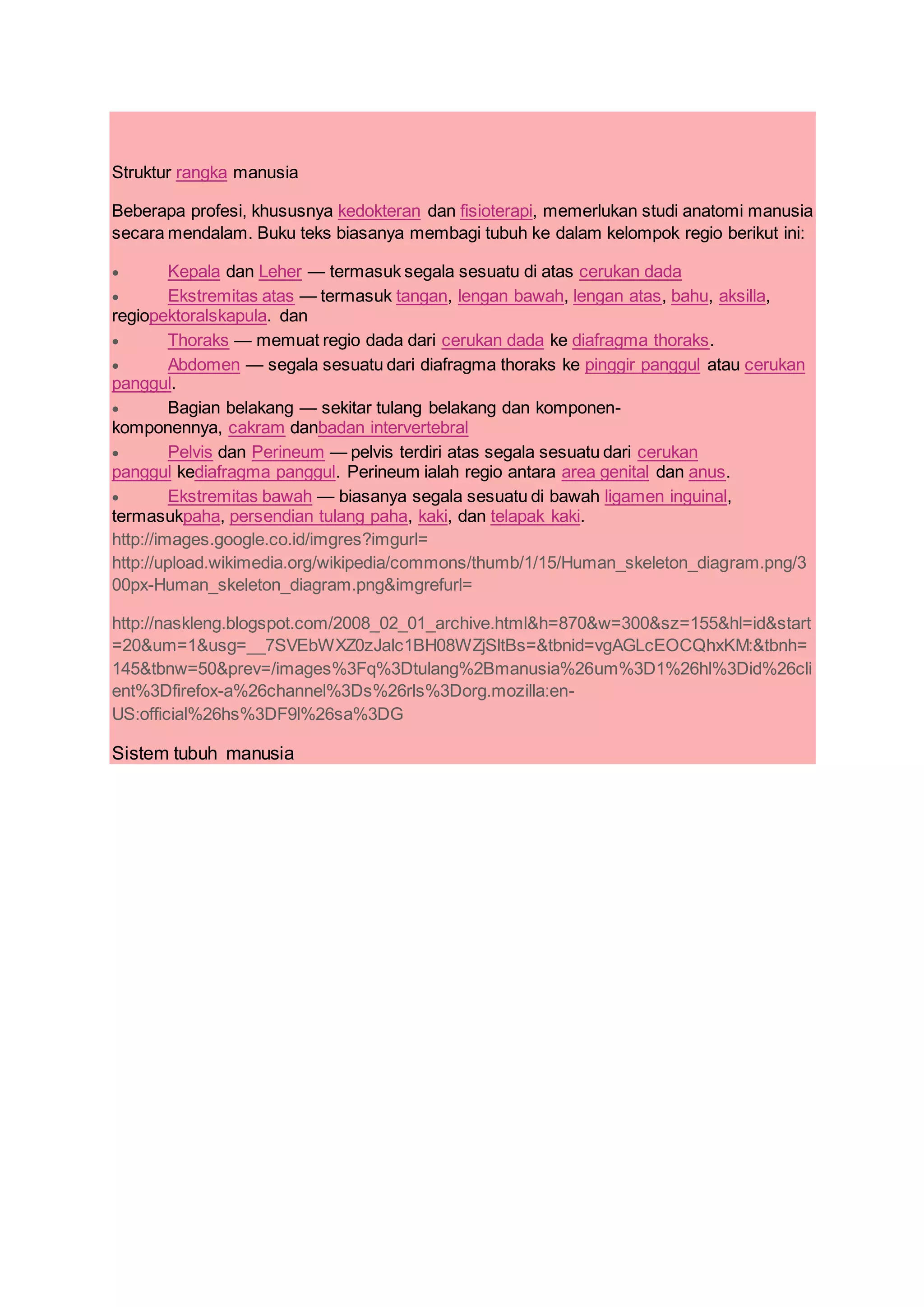 Anatomi dan fisiologi manusia | DOCX