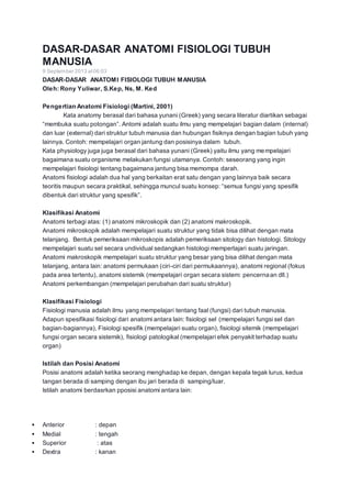 Anatomi dan fisiologi manusia | DOCX