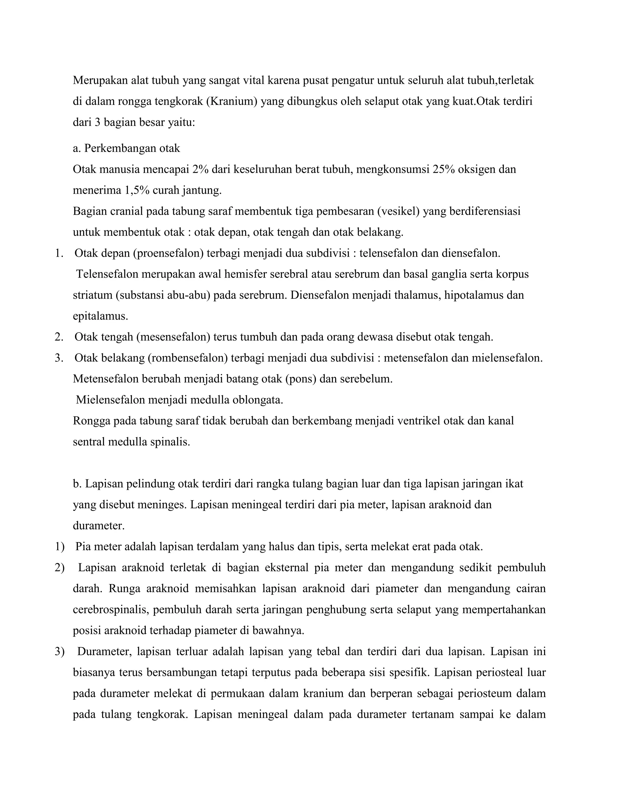 Anatomi dan fisiologi sistem persyarafan | DOCX