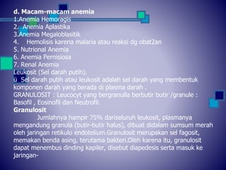 Anatomi fisiologi dalam sistem hematologi | PPTX