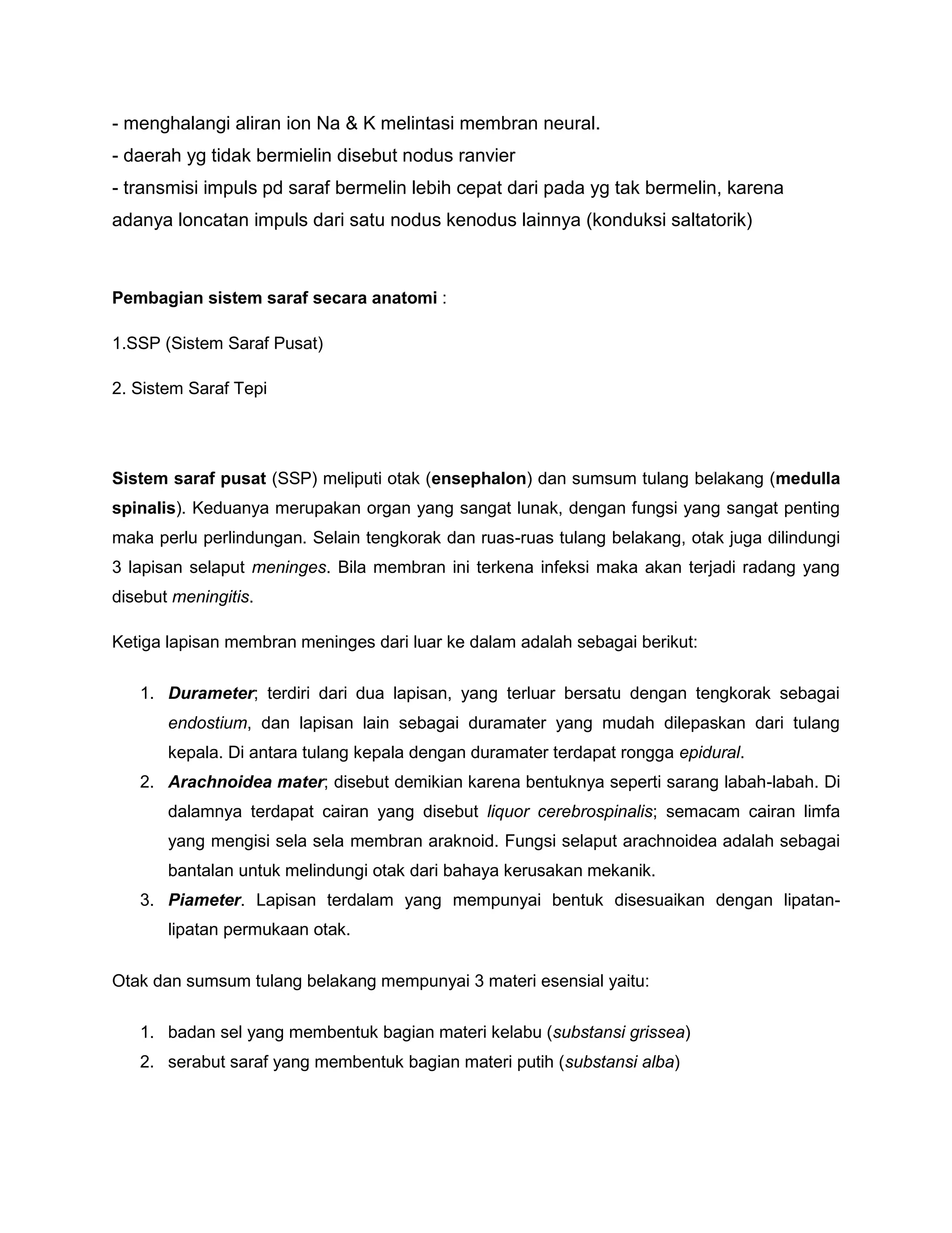 Anatomi fisiologi sistem saraf | DOCX
