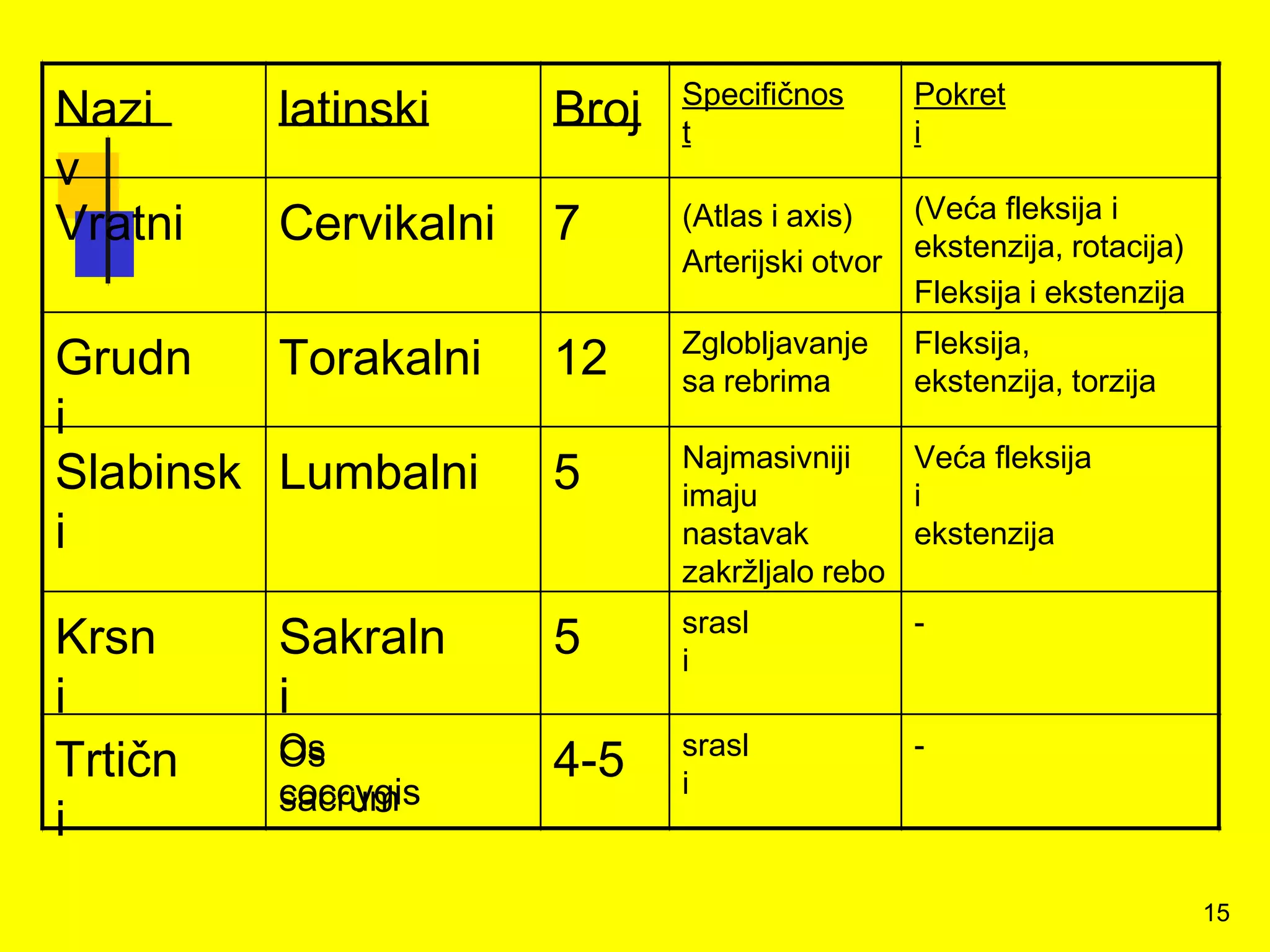 Anatomija pokreta pojedinih segmenata tela | PPT