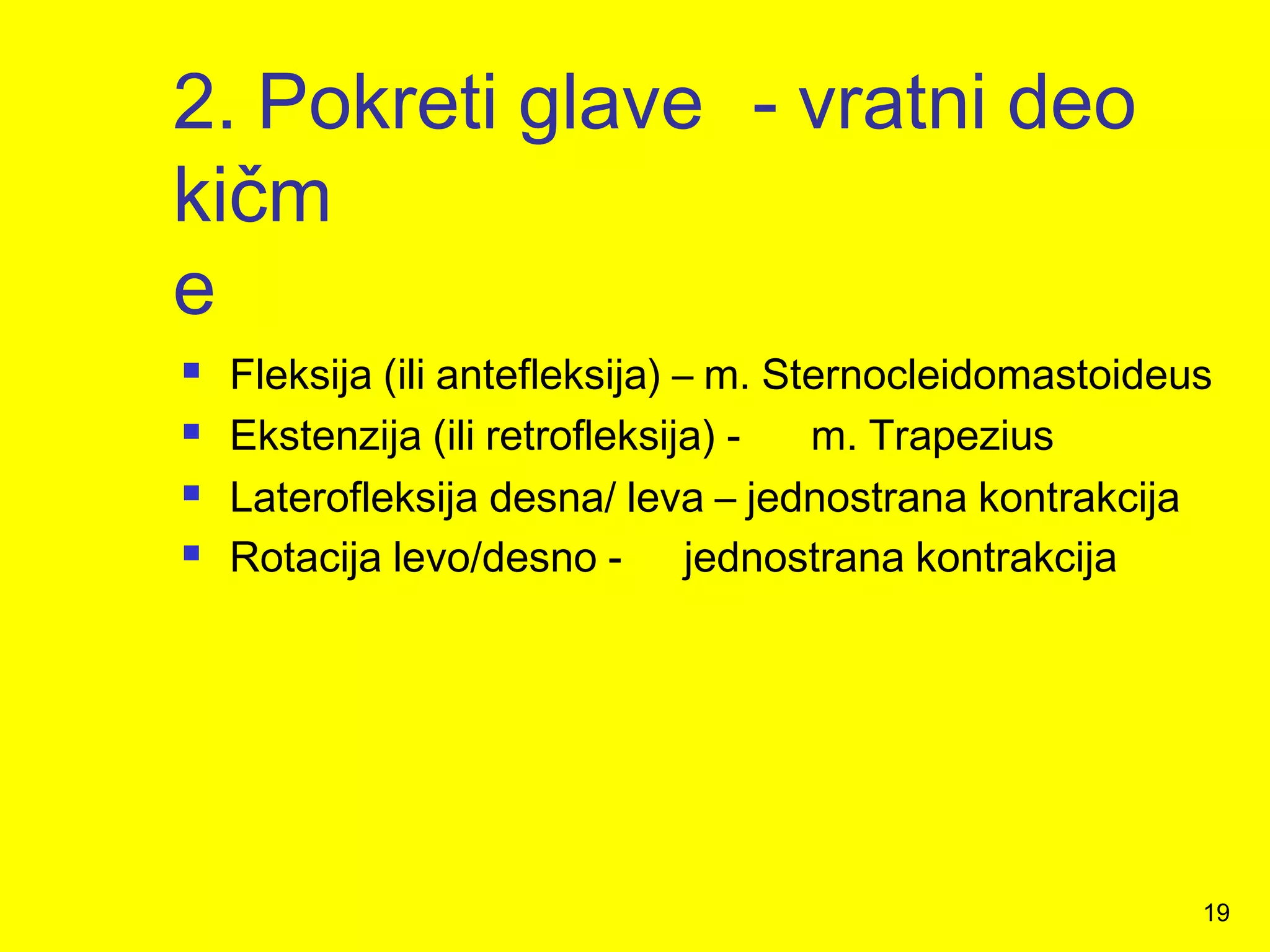 Anatomija pokreta pojedinih segmenata tela | PPT