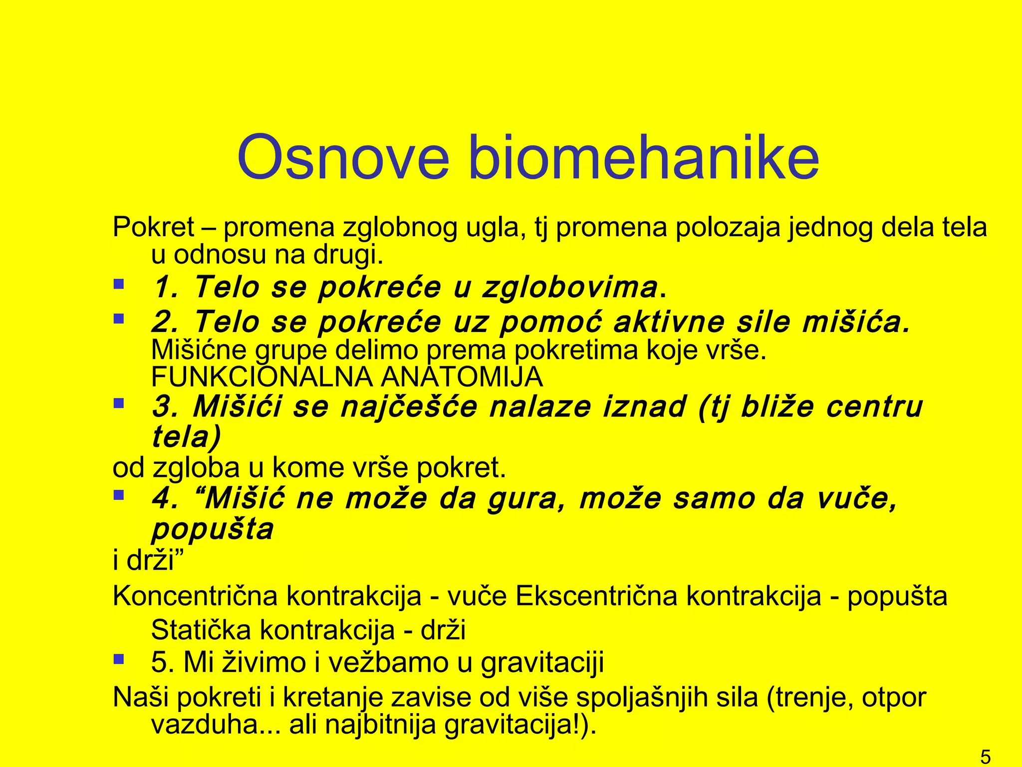 Anatomija pokreta pojedinih segmenata tela | PPT