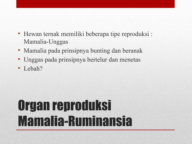 ANATOMI REPRODUKSI TERNAK RUMINANSIA DAN NON RUMINANSIA | PPTX
