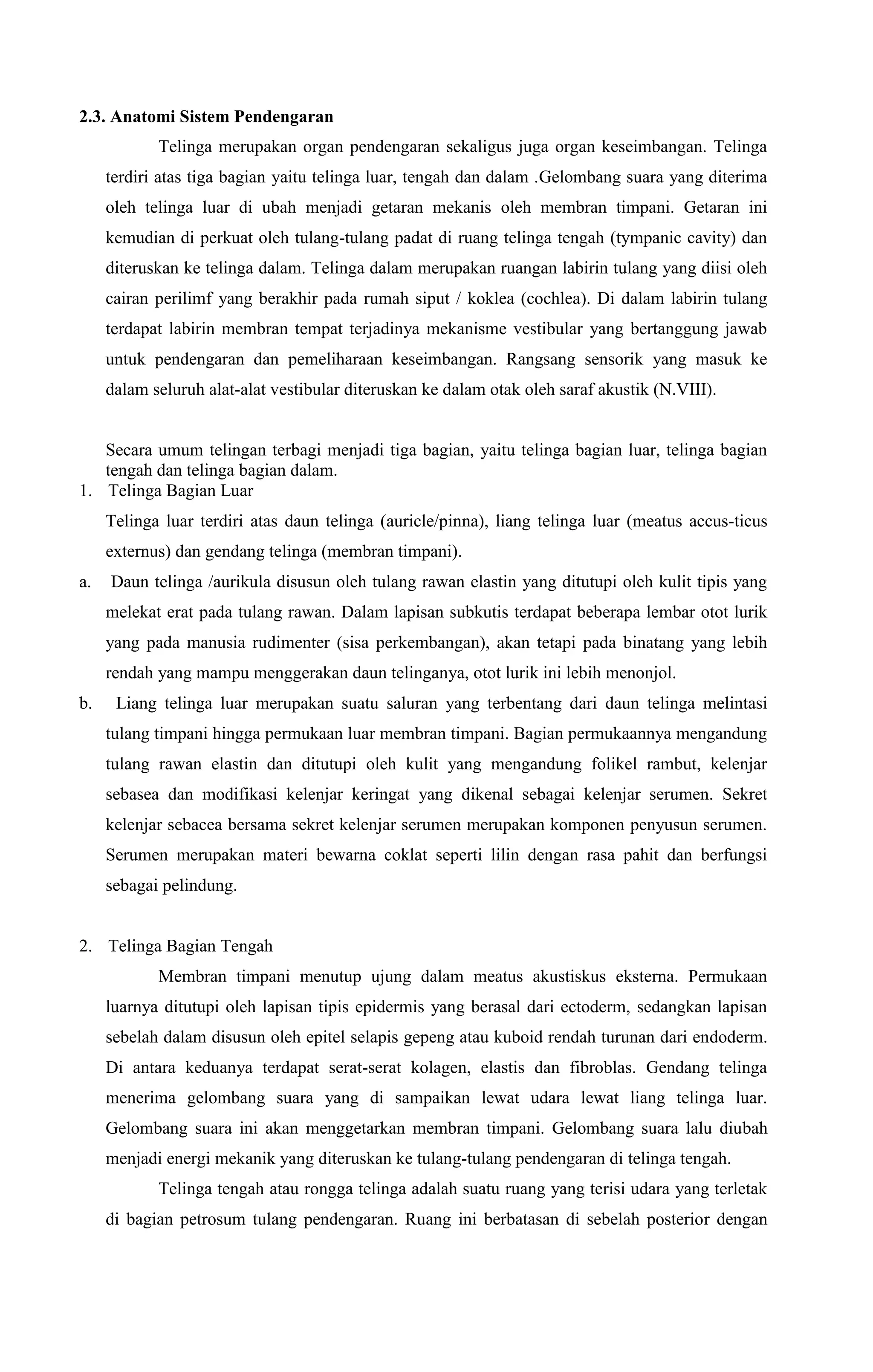 Anatomi sistem pendengaran | DOCX