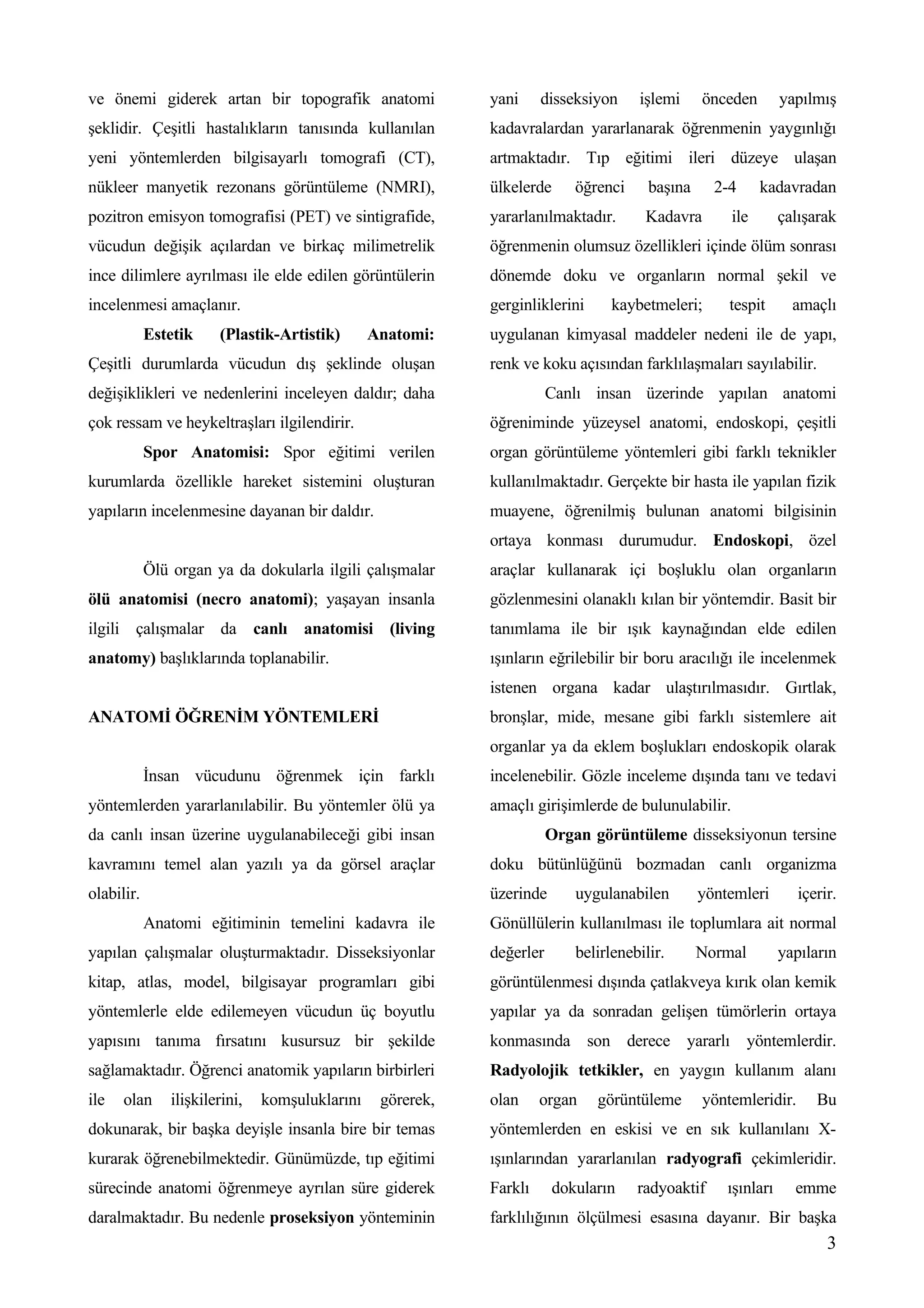 Anatomiye giris ve temel kavramlar | DOC