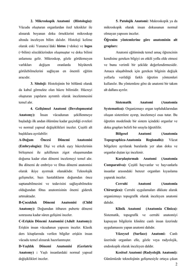 Anatomiye giris ve temel kavramlar | DOC