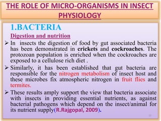 insect cellular micro-organisms and their roles | PPTX