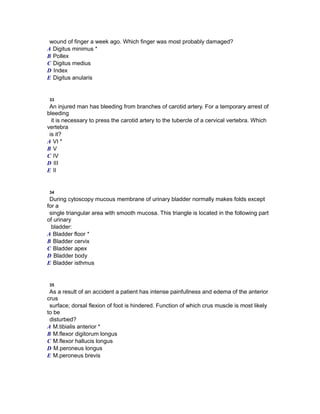 Krok 1 - 2014 Anatomy Base (General Medicine) | PDF