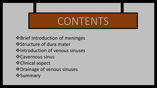 venous dural sinuses and cavenous venous sinus | PPT