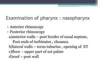 Anatomy of pharynx common symptoms and examination | PPTX