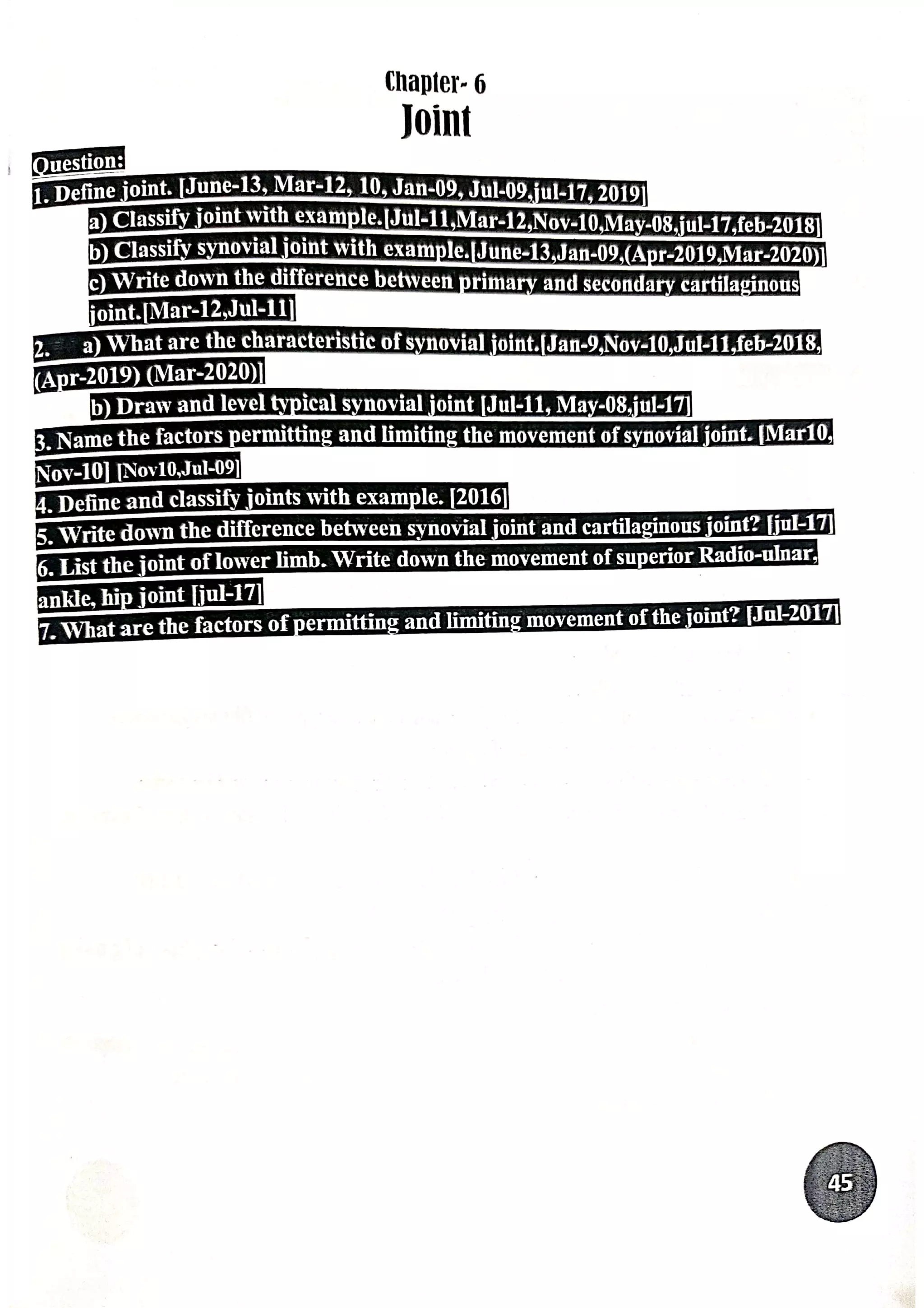 Anam's BPT question bank and suggestions Anatomy part | PDF