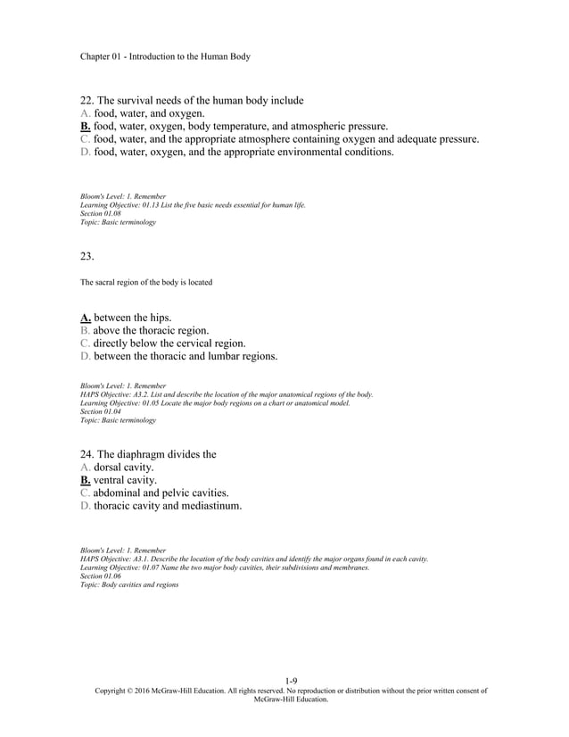 Anatomy and Physiology 6th Edition Gunstream Test Bank | PDF ...