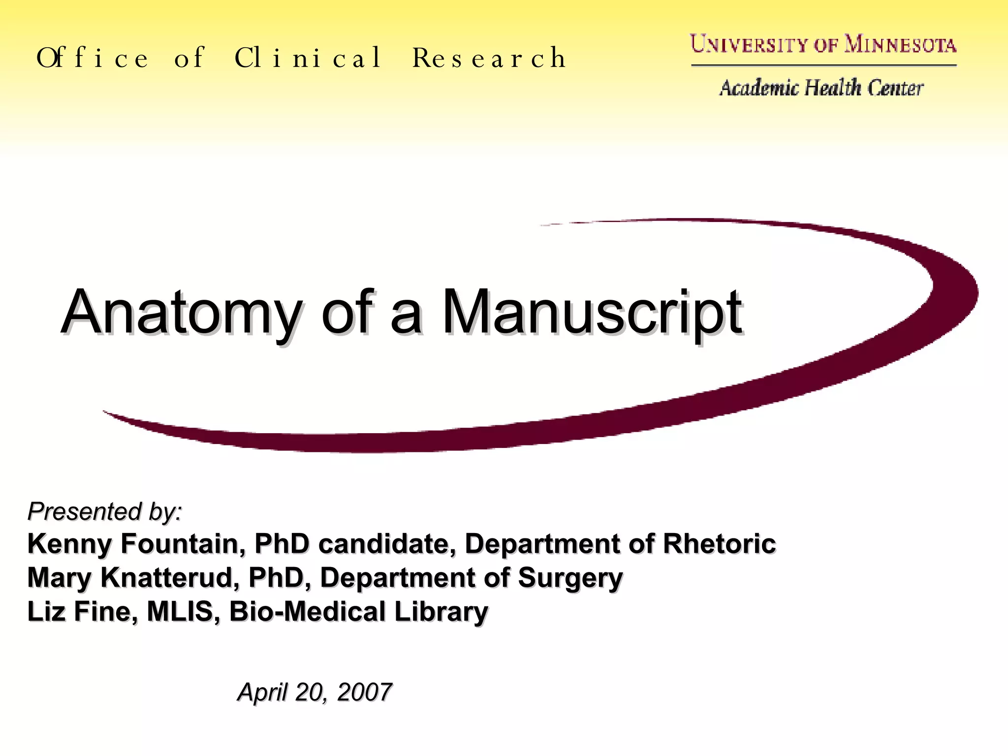 Anatomy of A Manuscript | PPT