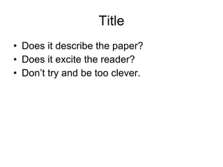 Anatomy Of A Paper | PPT