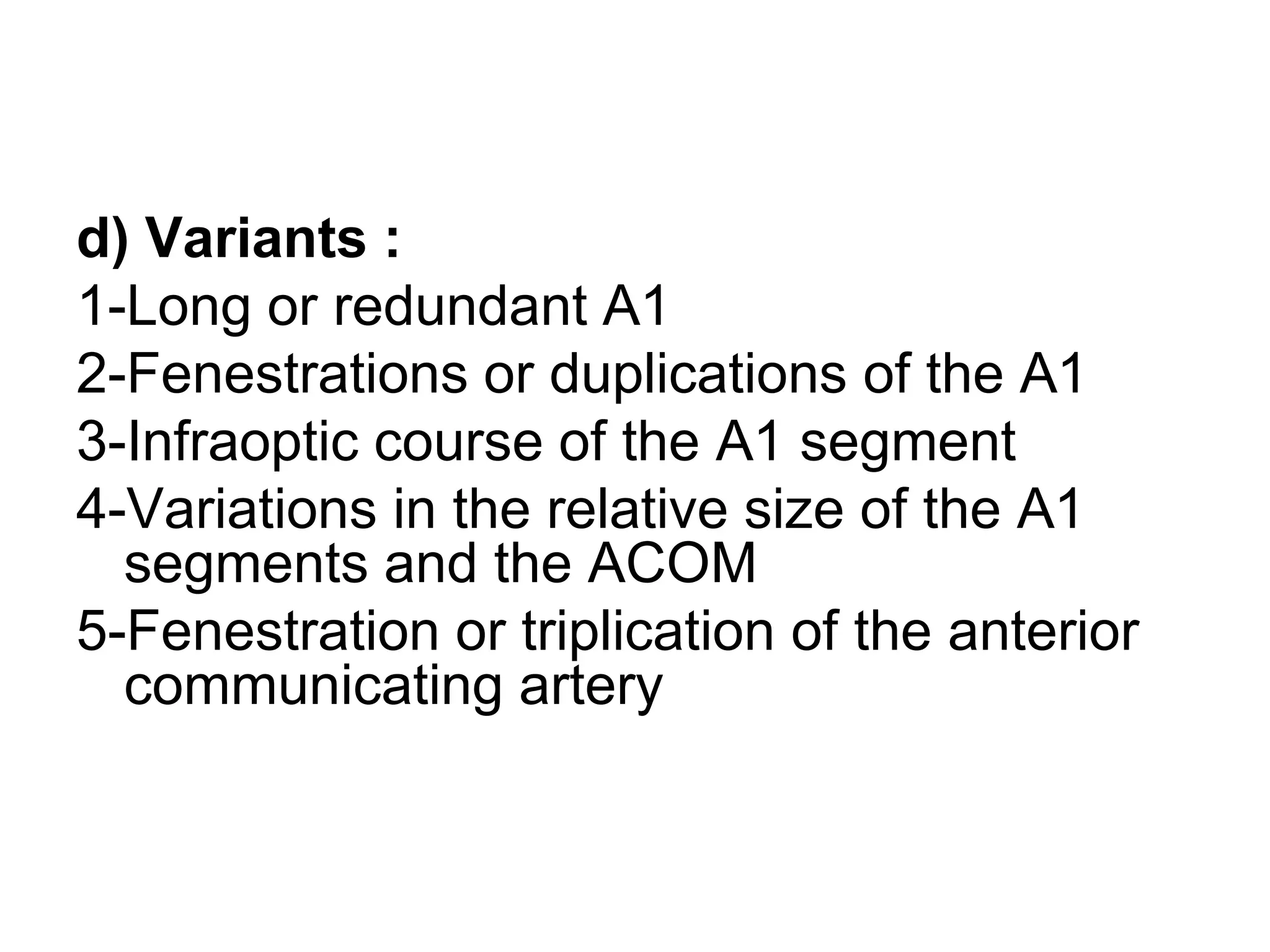 Anatomy of the anterior cerebral artery (ACA) | PPT
