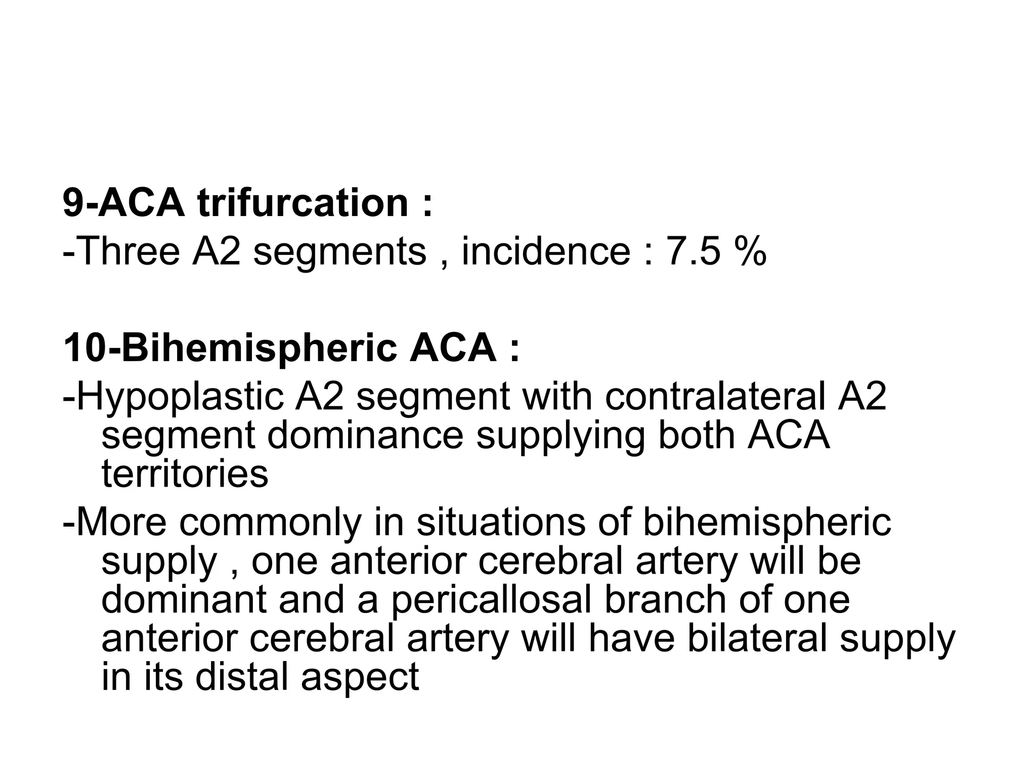 Anatomy of the anterior cerebral artery (ACA) | PPT