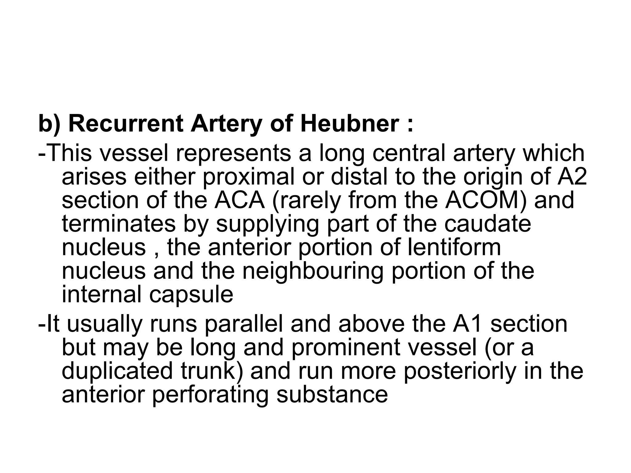 Anatomy of the anterior cerebral artery (ACA) | PPT