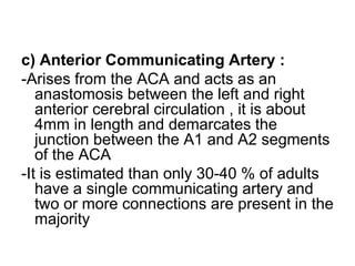Anatomy of the anterior cerebral artery (ACA) | PPT