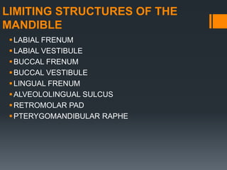 Anatomy and clinical significance of denture bearing areas | PPTX