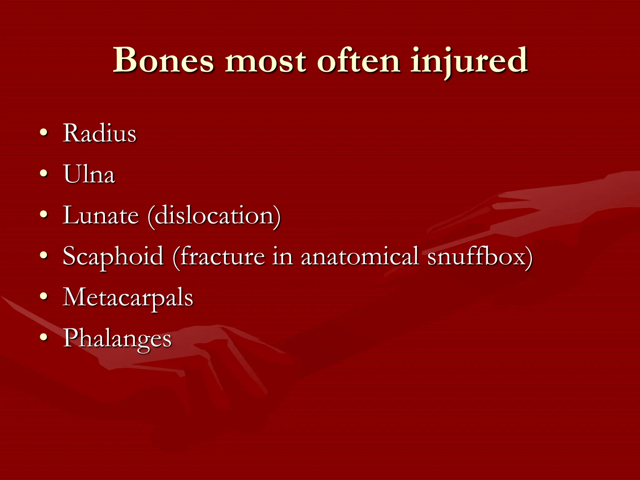 Anatomy and Injuries to the Wrist and Hand.ppt