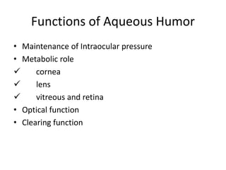 Anatomy and physiology of aqueous humor | PPT