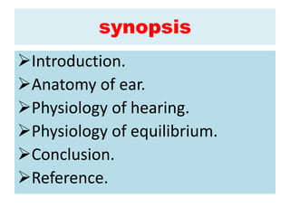 Anatomy and physiology of ear | PPT