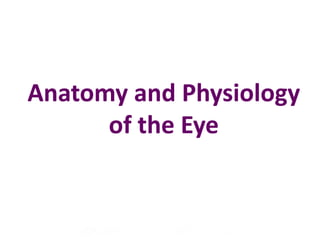 Anatomy and physiology of Eye Anatomy and physiology of Eye | PPTX
