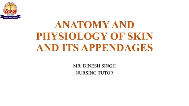 ANATOMY AND PHYSIOLOGY OF SKIN.pptx | Skin and Dermatology | Diseases ...