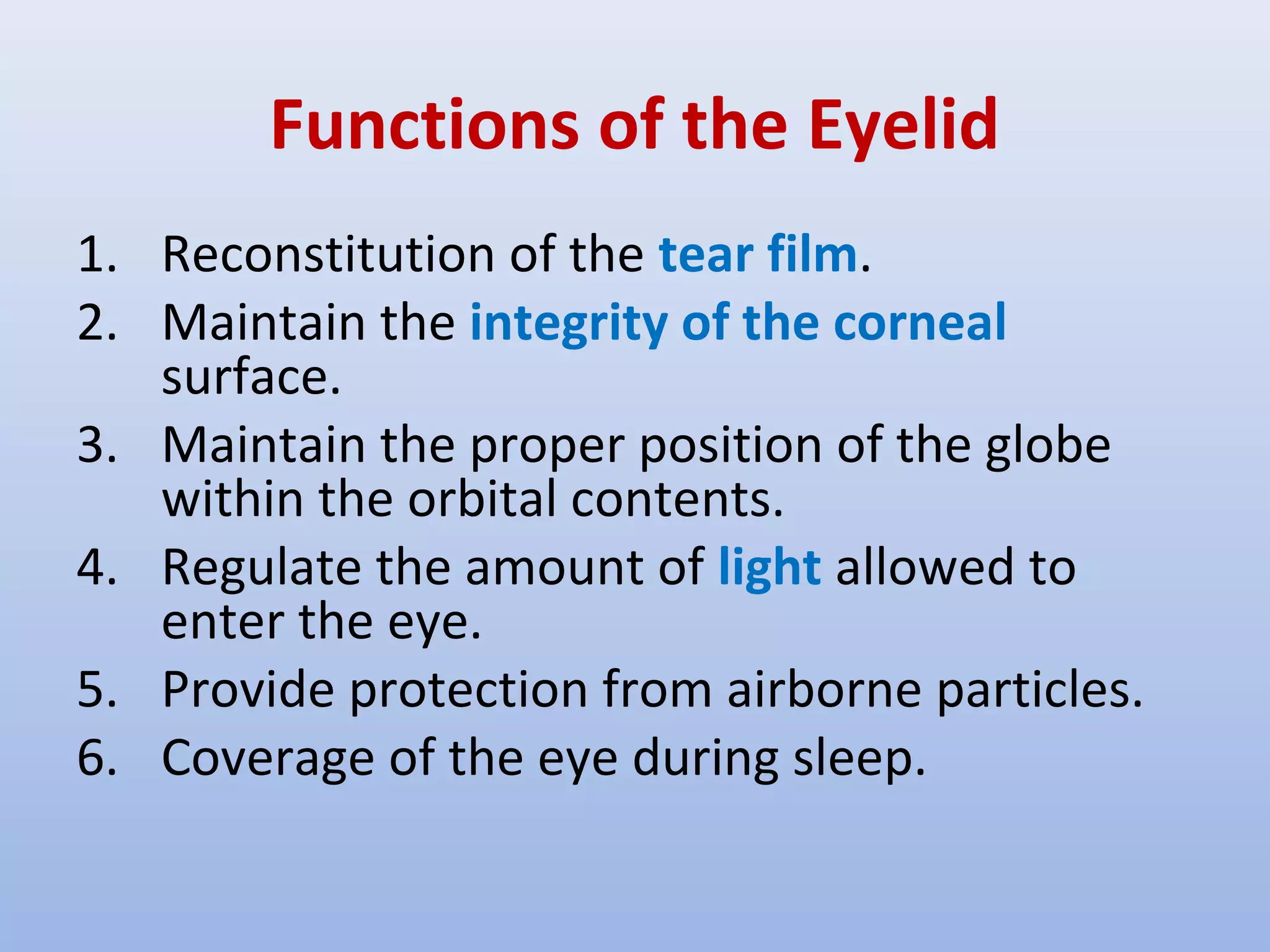 Anatomy and physiology of the eyelid | PPT