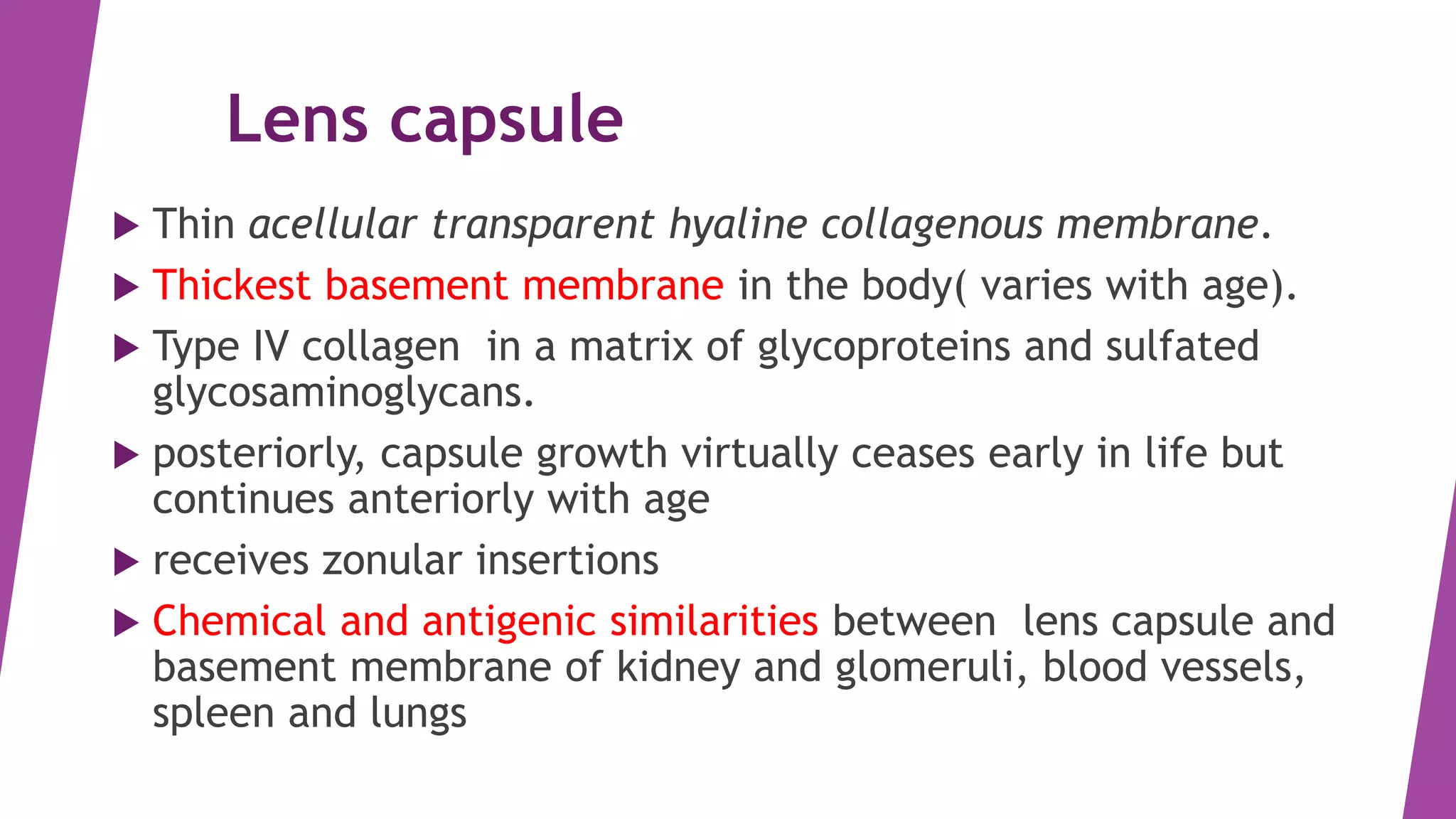anatomy and physiology of the lens | PPTX