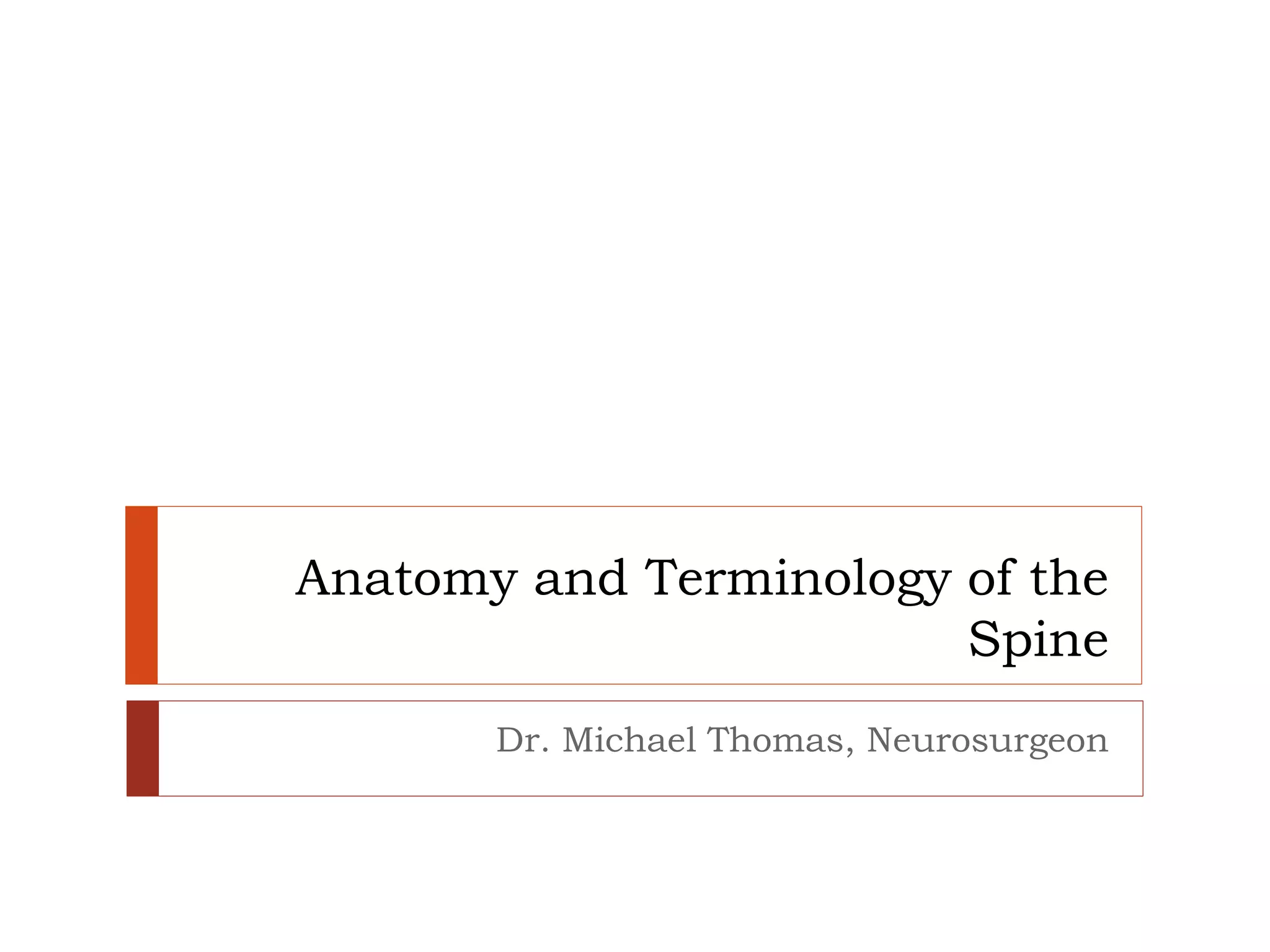 Anatomy and Terminology of the Spine | PPTX