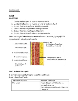 Summary: Anatomy of Abdomen Anterior Abdominal Wall, Esophagus and ...