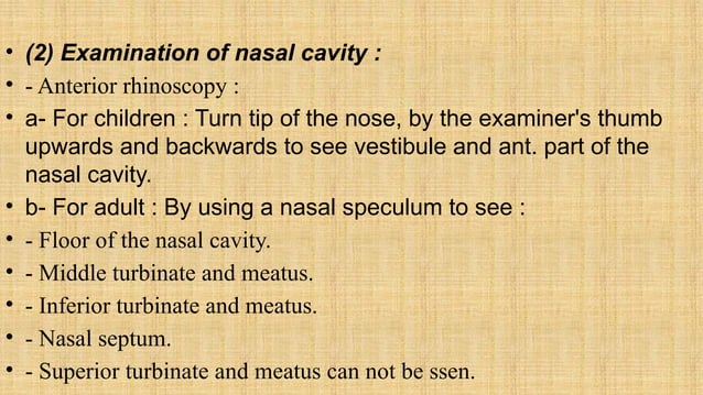 anatomy, examination of the nose for undergraduates.pptx