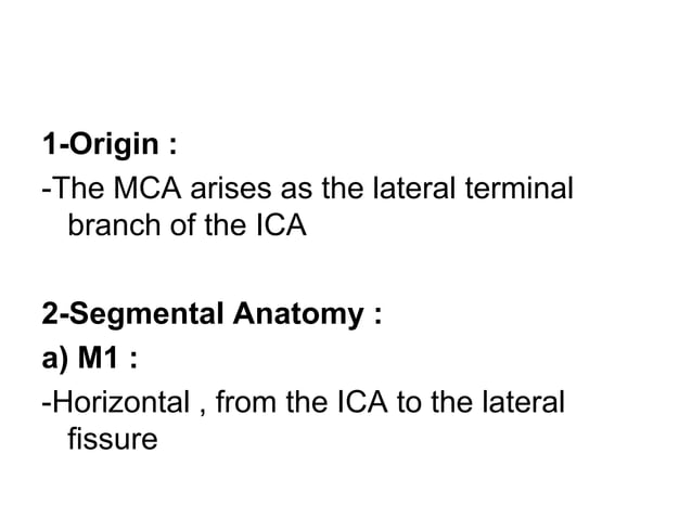 Anatomy of the middle cerebral artery (MCA) | PPT