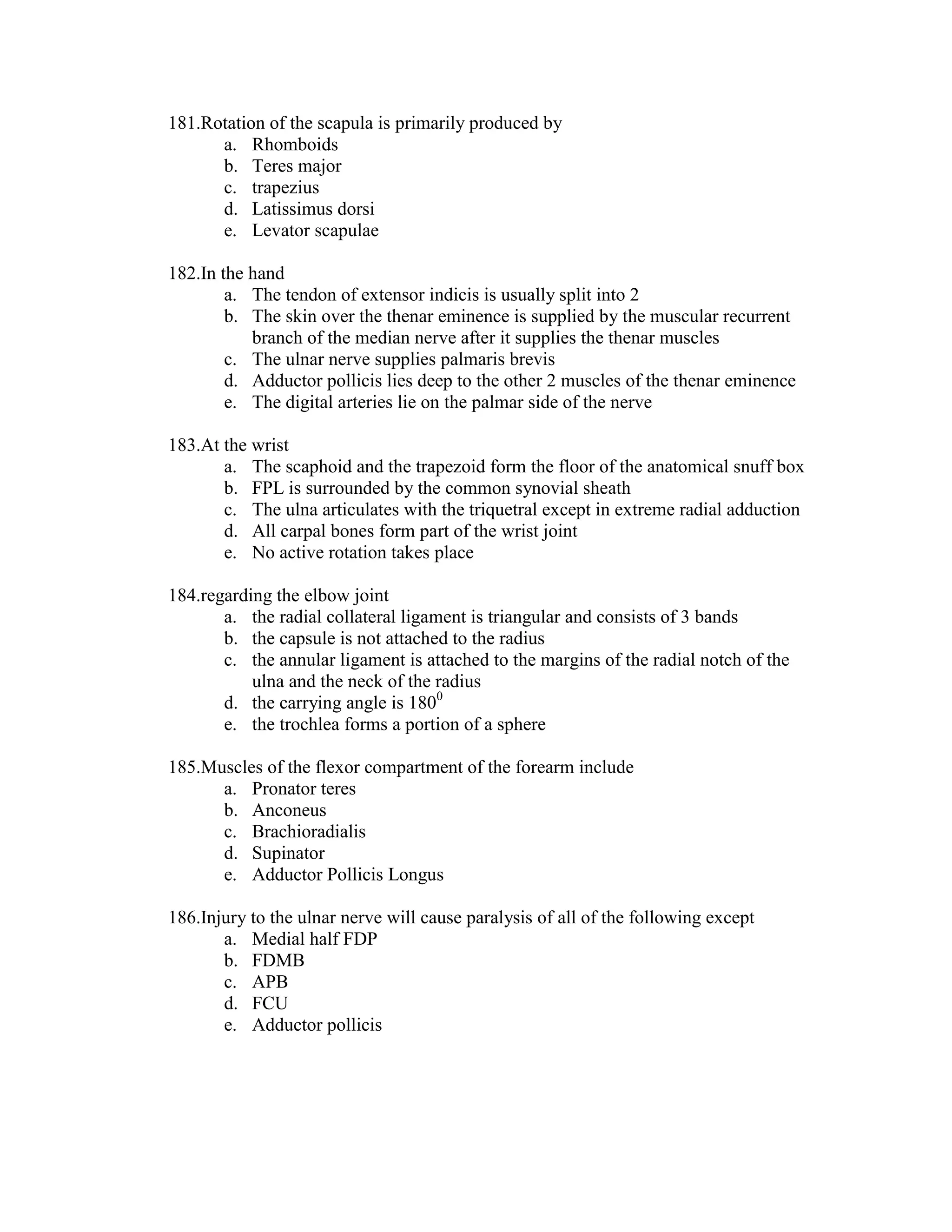 Anatomy mcqs of upper limb | PDF