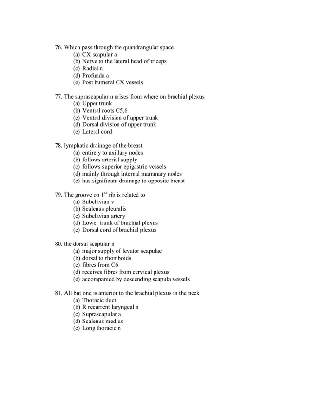 Anatomy mcqs of upper limb | PDF