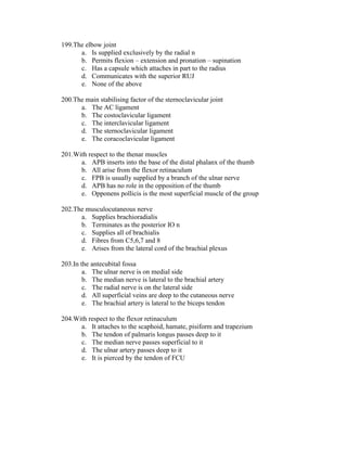 Anatomy mcqs of upper limb | PDF