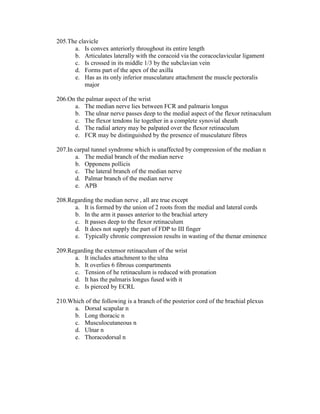 Anatomy mcqs of upper limb | PDF