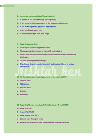 Anatomy mcqs thorax | DOC