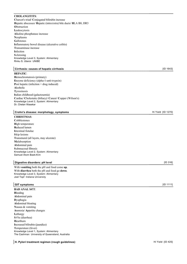 Anatomy mnemonics Guide | PDF