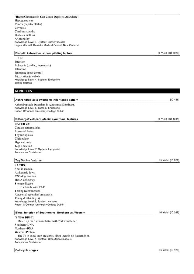 Anatomy mnemonics Guide | PDF